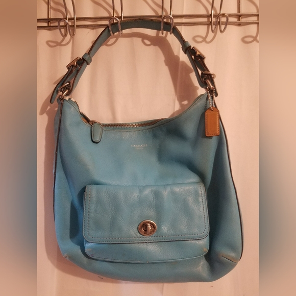 Bags | Coach Leather Blue Bag | Poshmark